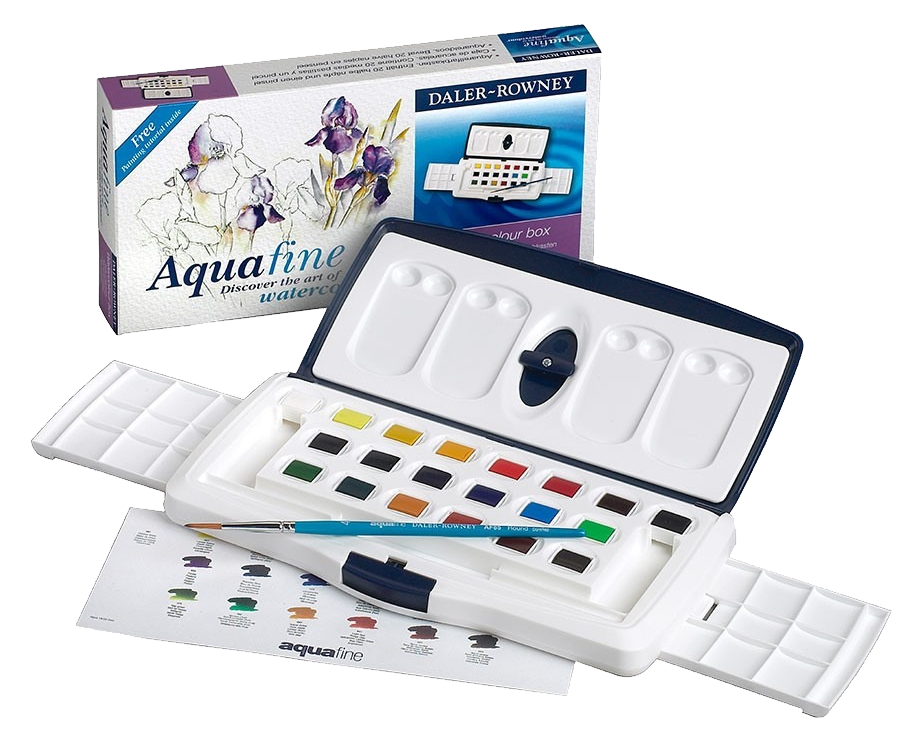 Daler-Rowney Aquafine Watercolor 20 Half Pan Slider Set | Rex Art Supplies